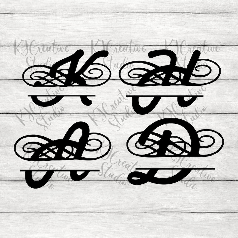 Alphabet Swirl Split Monogram Svg/png/dxf-split Monogram Frame Alphabet ...