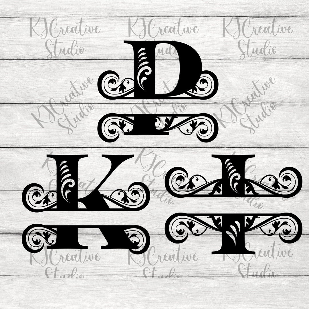 Alphabet Split Monogram SVG/PNG/DXF Split Monogram Frame Alphabet With ...