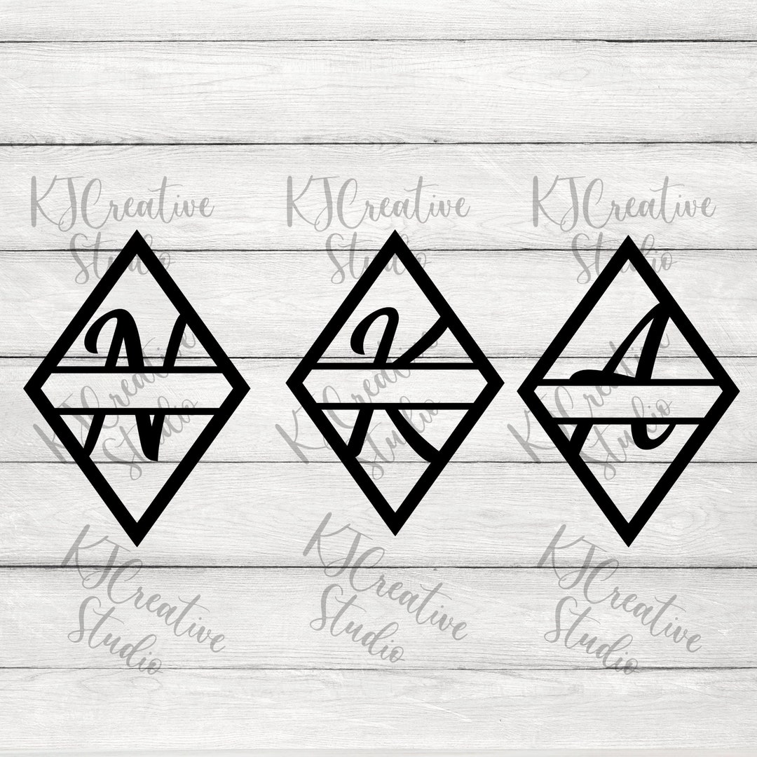 Diamond Shape Split Monogram Alphabets Font Individual Letters Bundle ...