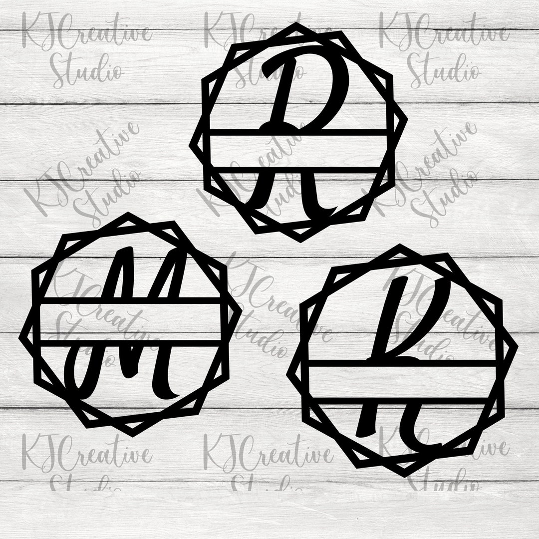 Octagon Frame Split Monogram Alphabets Font Individual Letters Bundle ...