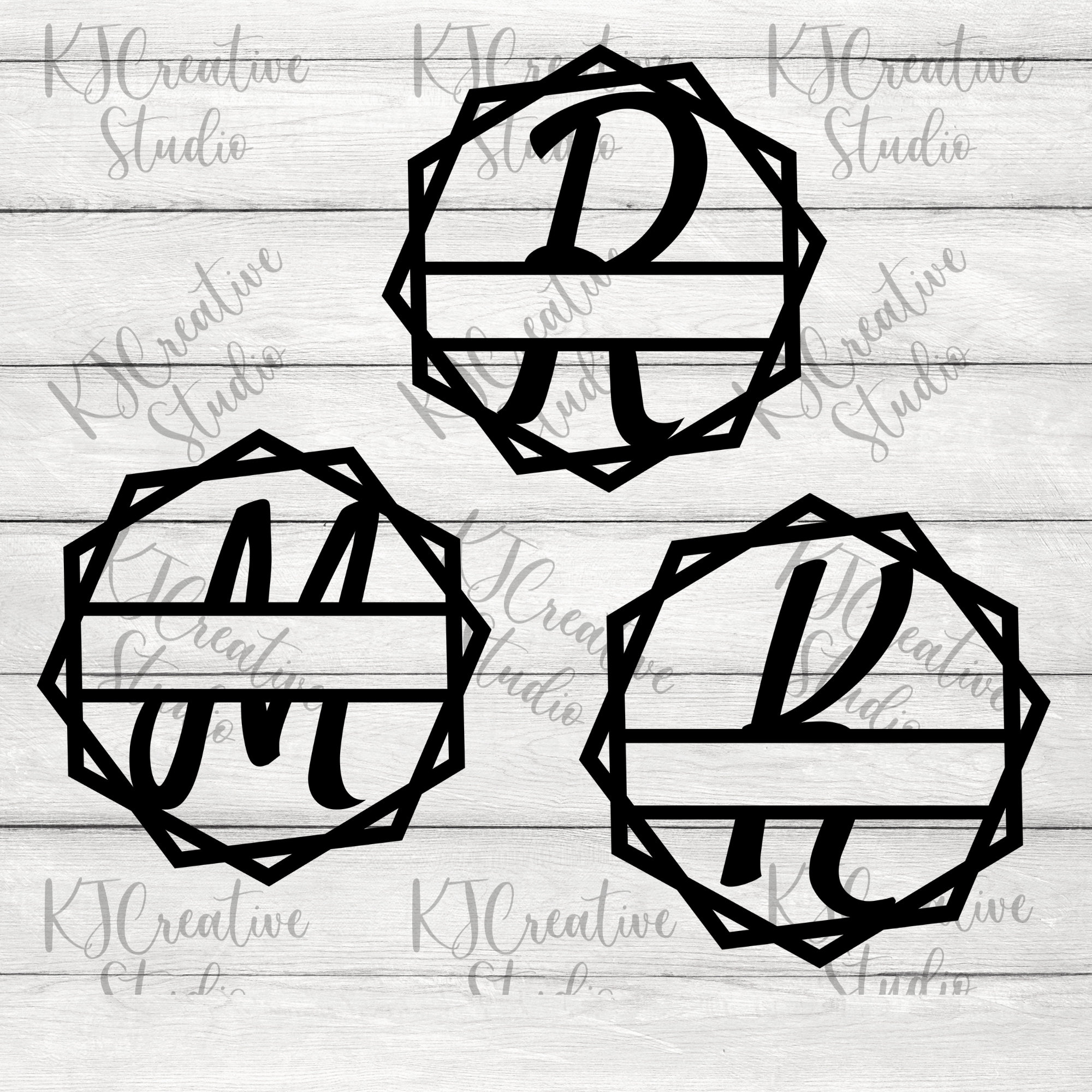 Octagon Frame Split Monogram Alphabets Font Individual Letters | Etsy