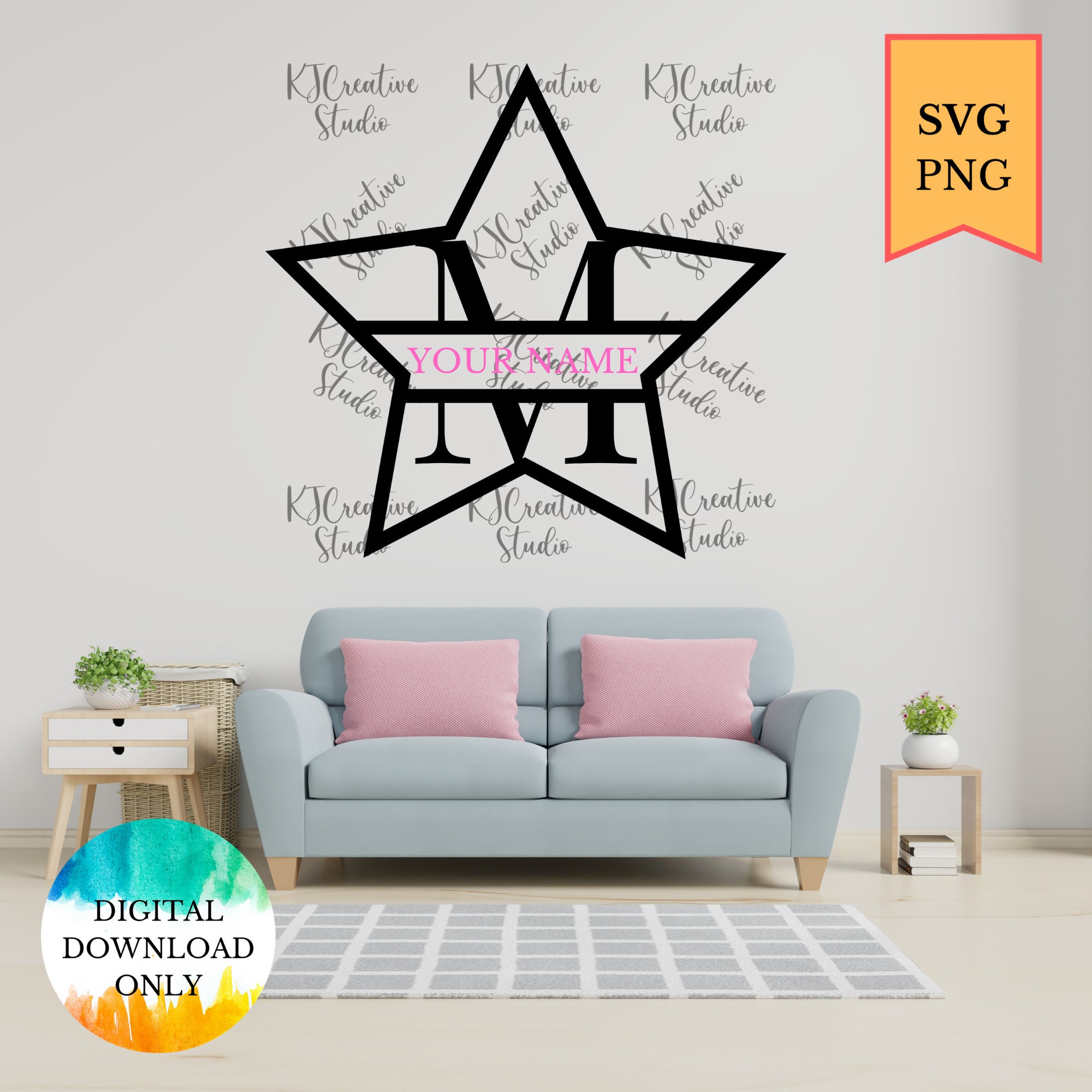 Star Shape Split Monogram SVG/PNG Split Monogram Frame - Etsy