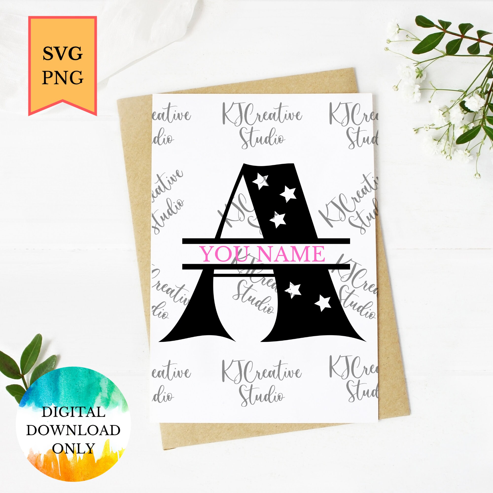 Split Monogram SVG/PNG - Split Monogram Frame Alphabet With Star ...
