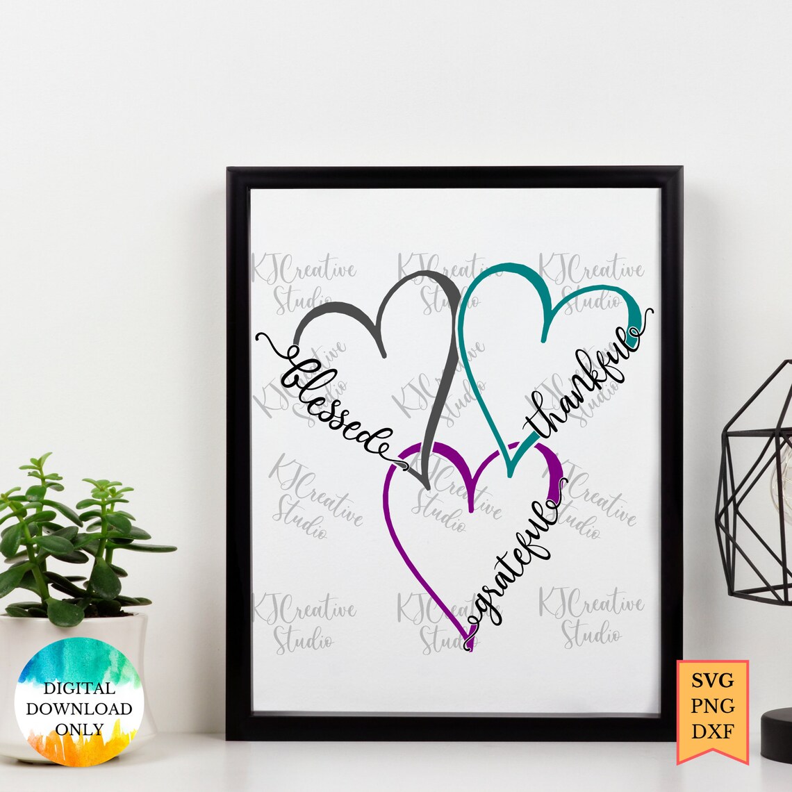 Thankful Grateful Blessed Family Home Script Word SVG PNG - Etsy