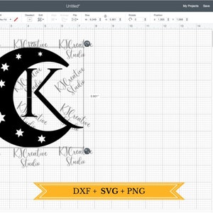 Half - Moon Split Monogram Alphabets Font Individual Letters With Stars ...