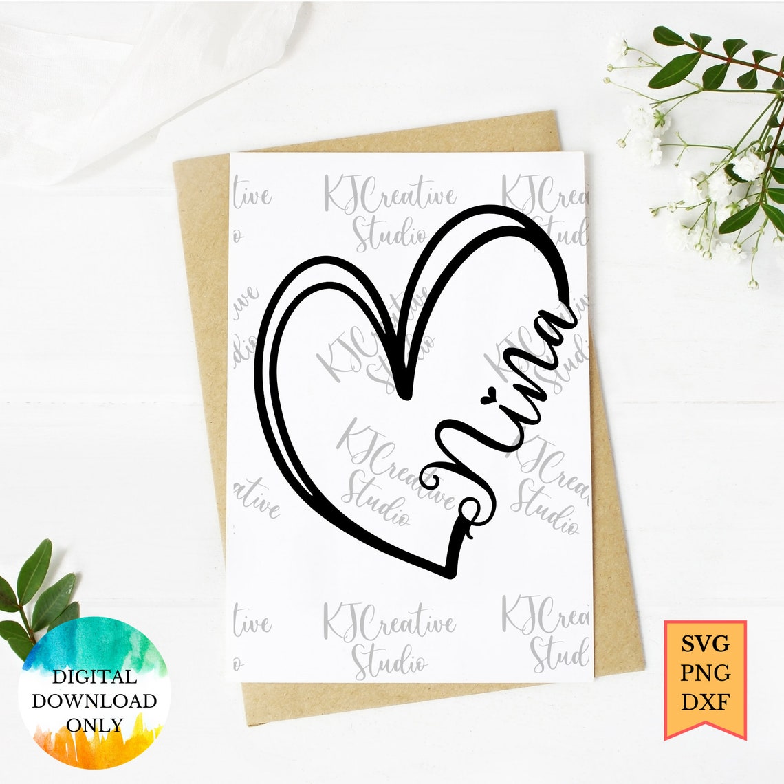 Nina Heart Svgpngdxf Name Svg Best Nina Ever Nina Svg Etsy
