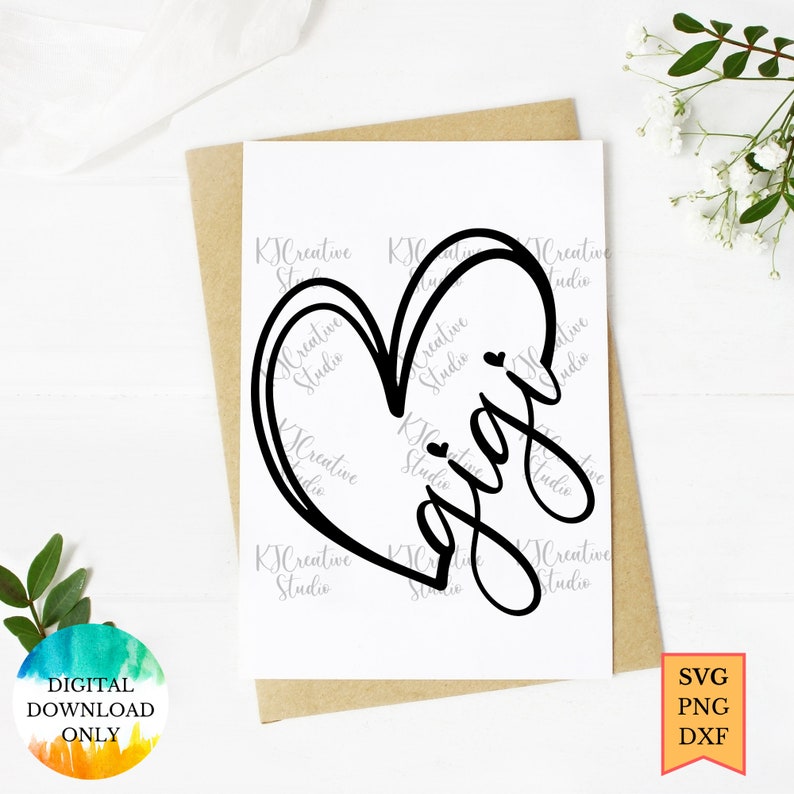 Gigi With Heart Svg - Gigi Definition Svg - Grandma Svg - Grandmother ...