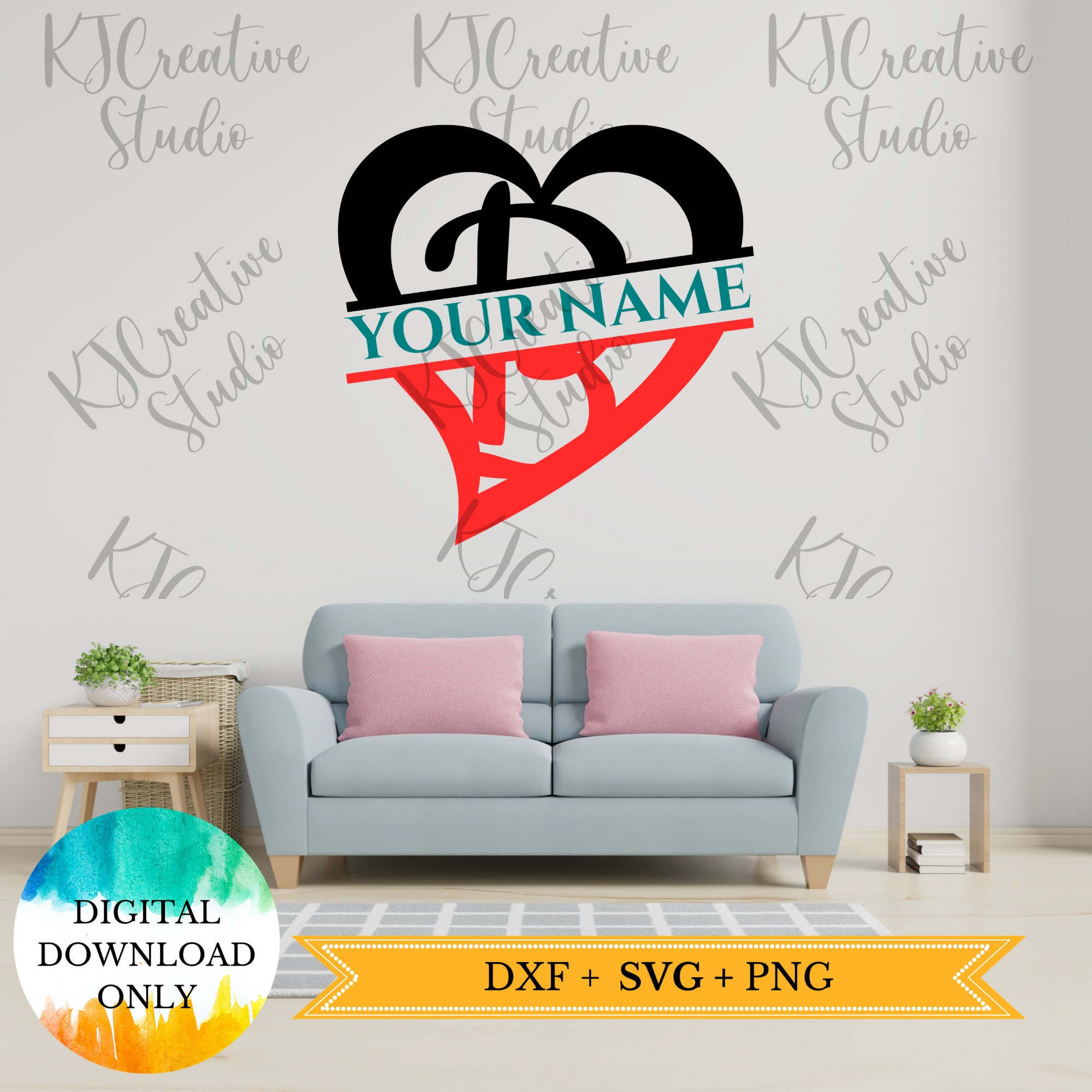 Heart Split Alphabet Monogram Bundle SVG PNG DXF Love | Etsy