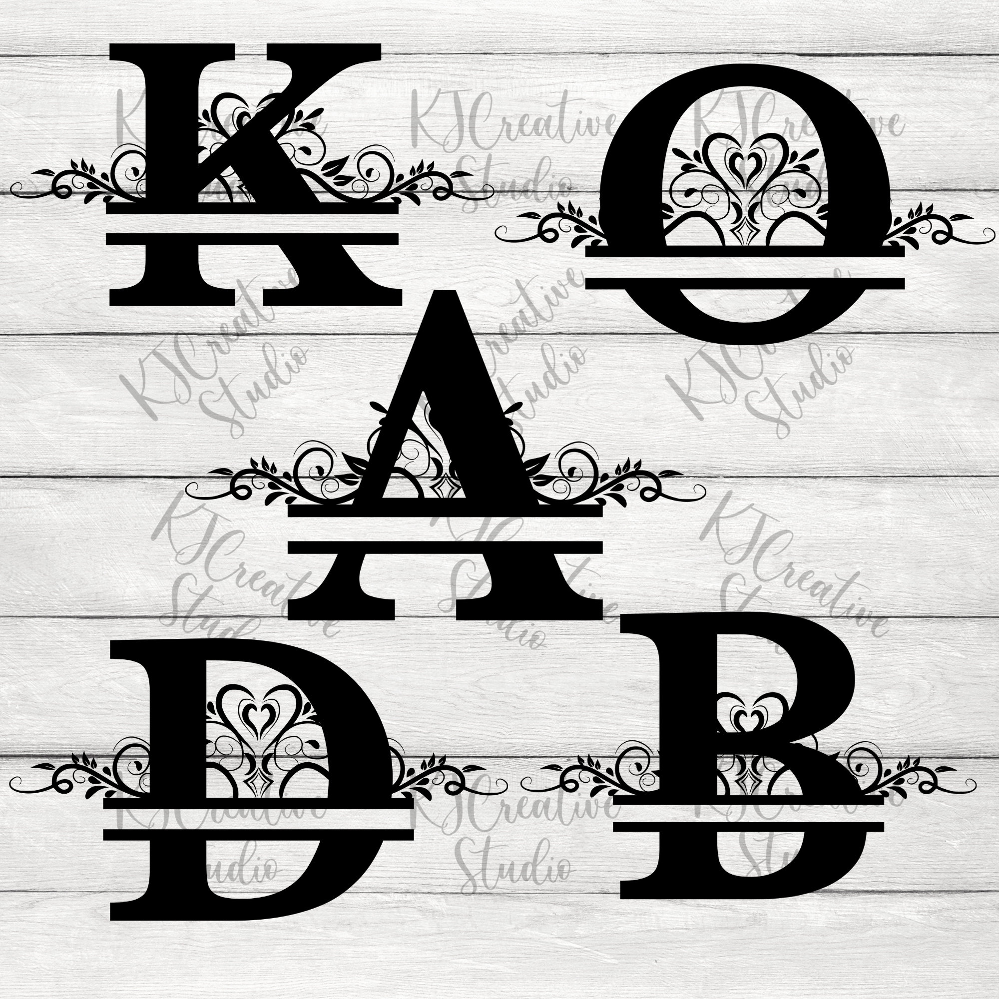 INITIAL Split Monogram Single Letter Alphabet Bundle SVG | Family Name ...
