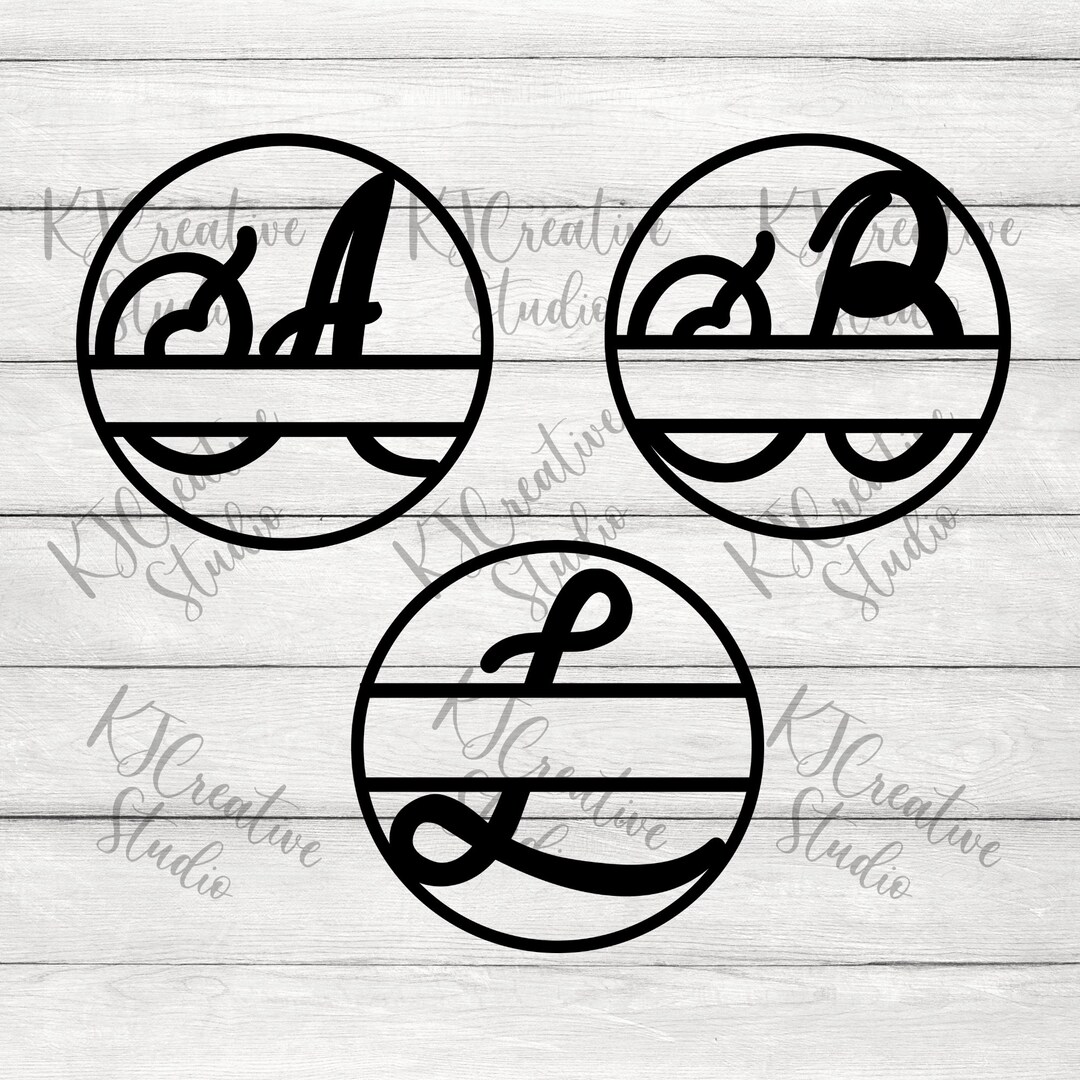 Circle Frame Split Monogram Alphabets Font Individual Letters Bundle ...