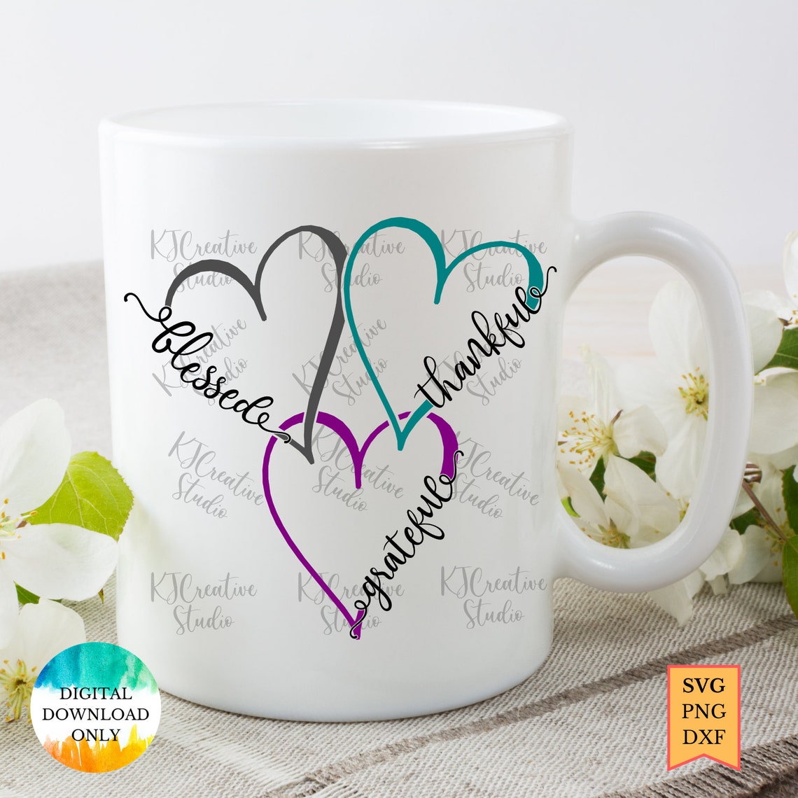 Thankful Grateful Blessed Family Home Script Word SVG PNG - Etsy