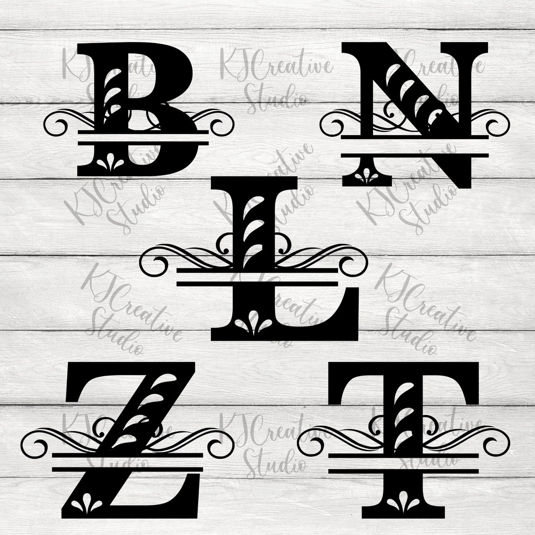 INITIAL Split Monogram Single Letter Alphabet Bundle SVG | Family Name ...