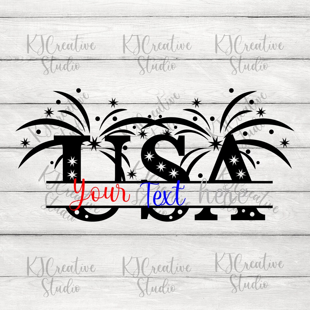 USA Split Monogram With Firework Svg, USA Svg, 4th of July Svg, America ...