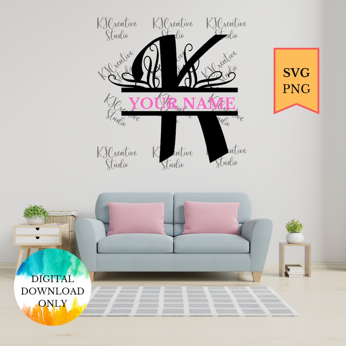 Split Monogram SVG/PNG Split Monogram Frame Alphabet With | Etsy