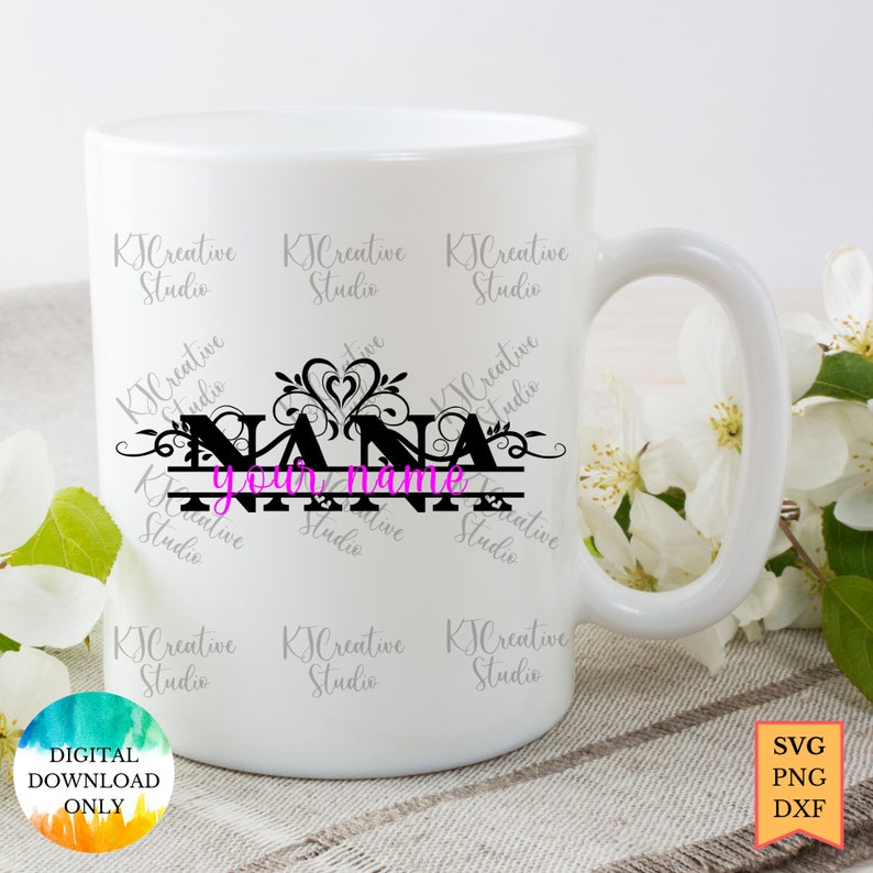 Nana Split Monogram With Floral Svg - Nana Svg - Nana Monogram Svg ...