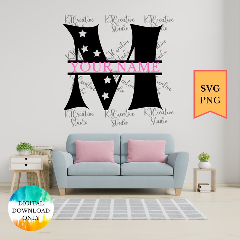 Split Monogram SVG/PNG Split Monogram Frame Alphabet With - Etsy