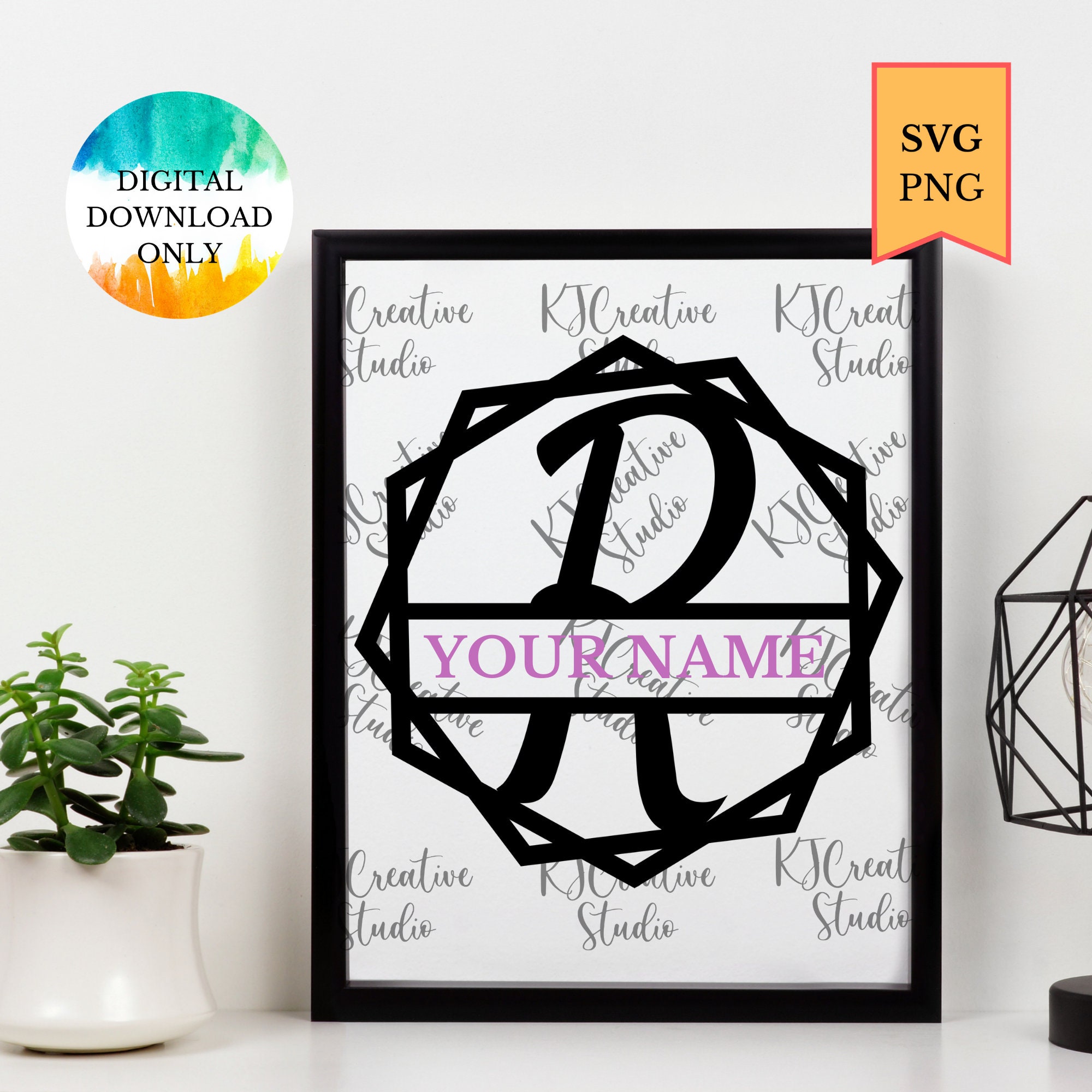 Octagon Frame Split Monogram Alphabets Font Individual Letters | Etsy