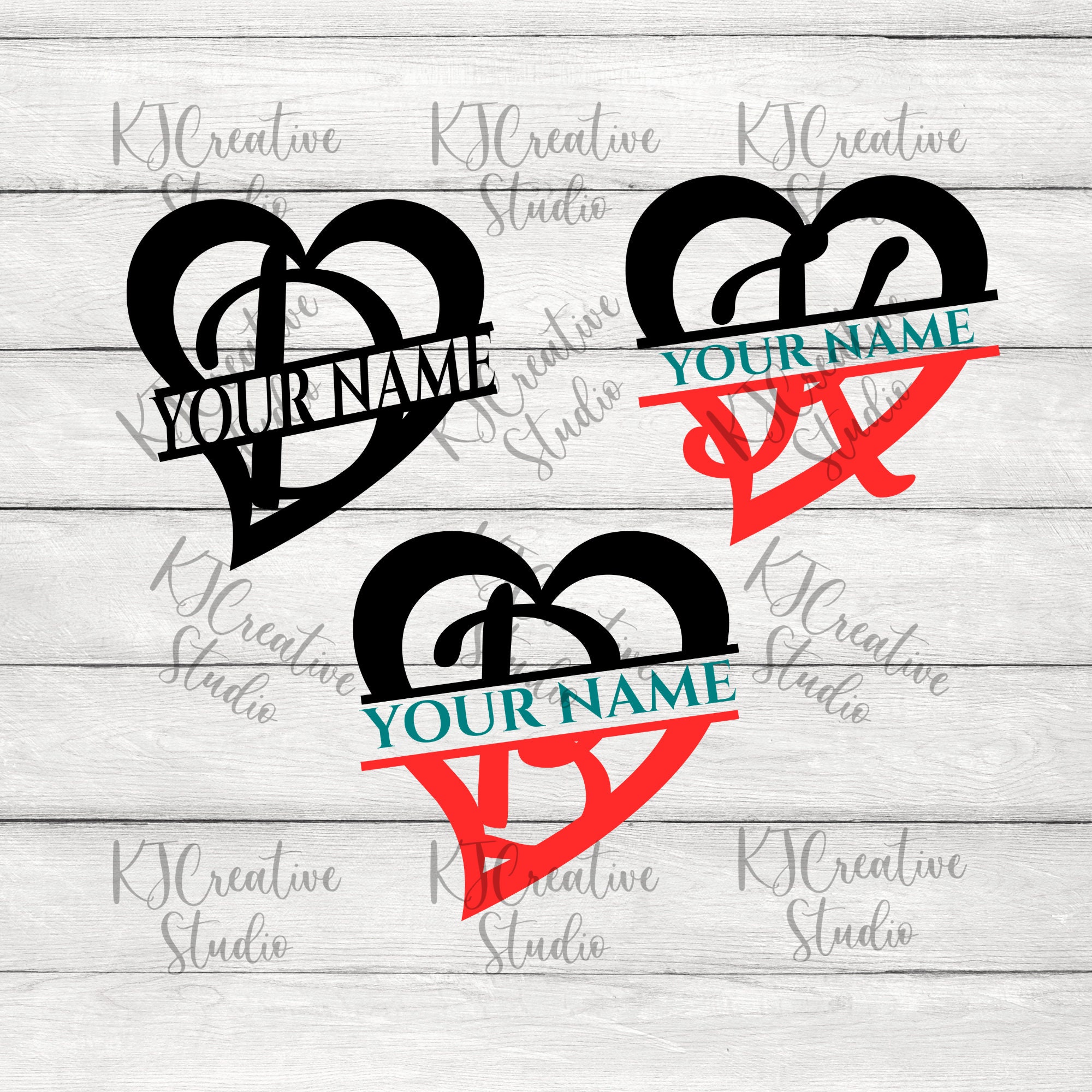 Heart Split Alphabet Monogram Bundle SVG PNG DXF Love | Etsy