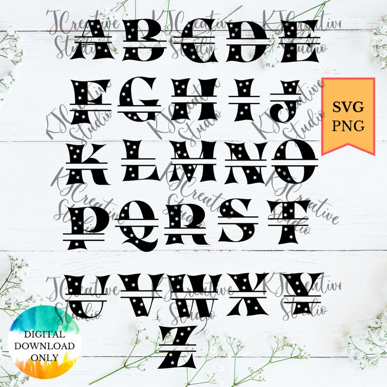 Split Monogram SVG/PNG Split Monogram Frame Alphabet With - Etsy