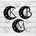 Half - Moon Split Monogram Alphabets Font Individual Letters With Stars ...