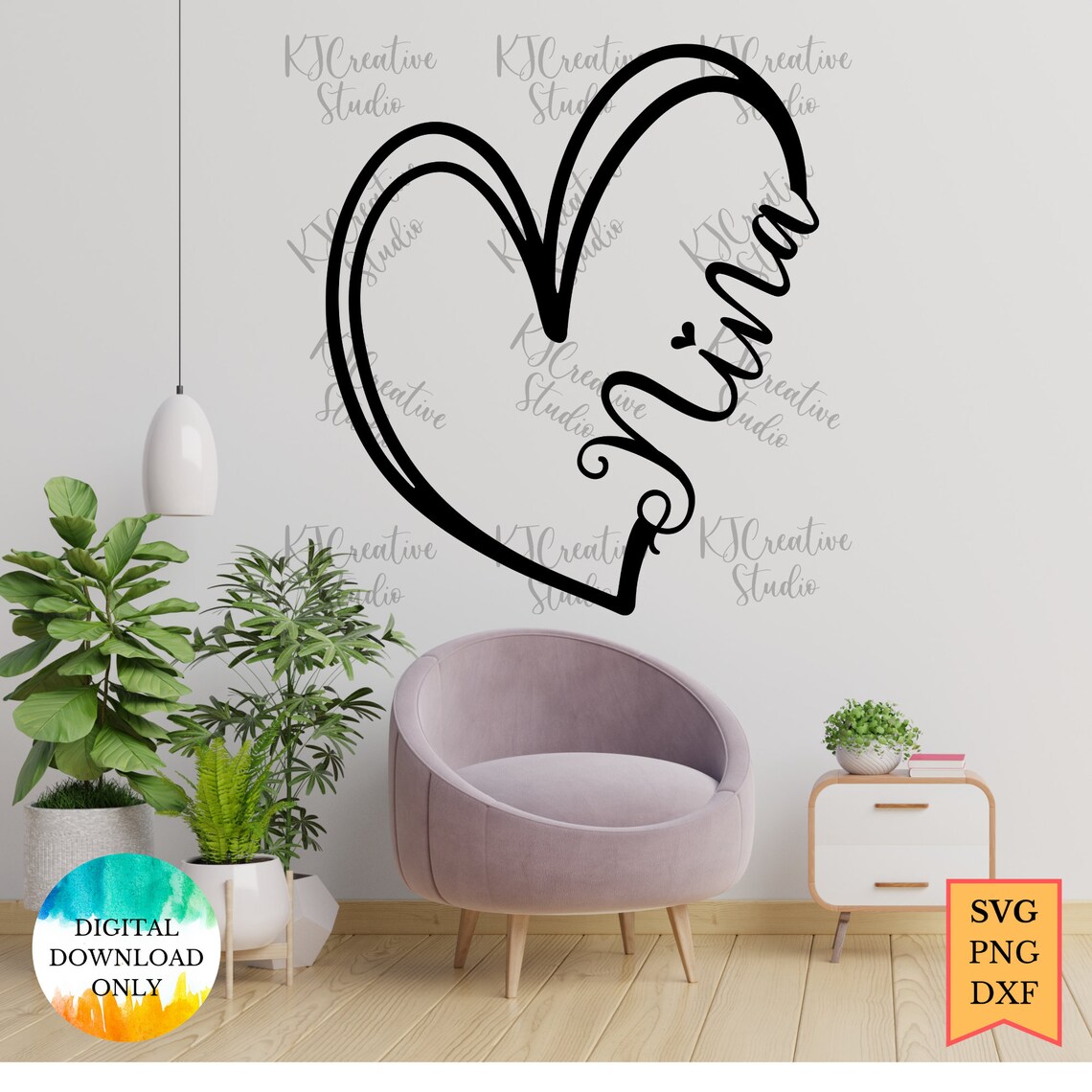Nina Heart Svgpngdxf Name Svg Best Nina Ever Nina Svg Etsy