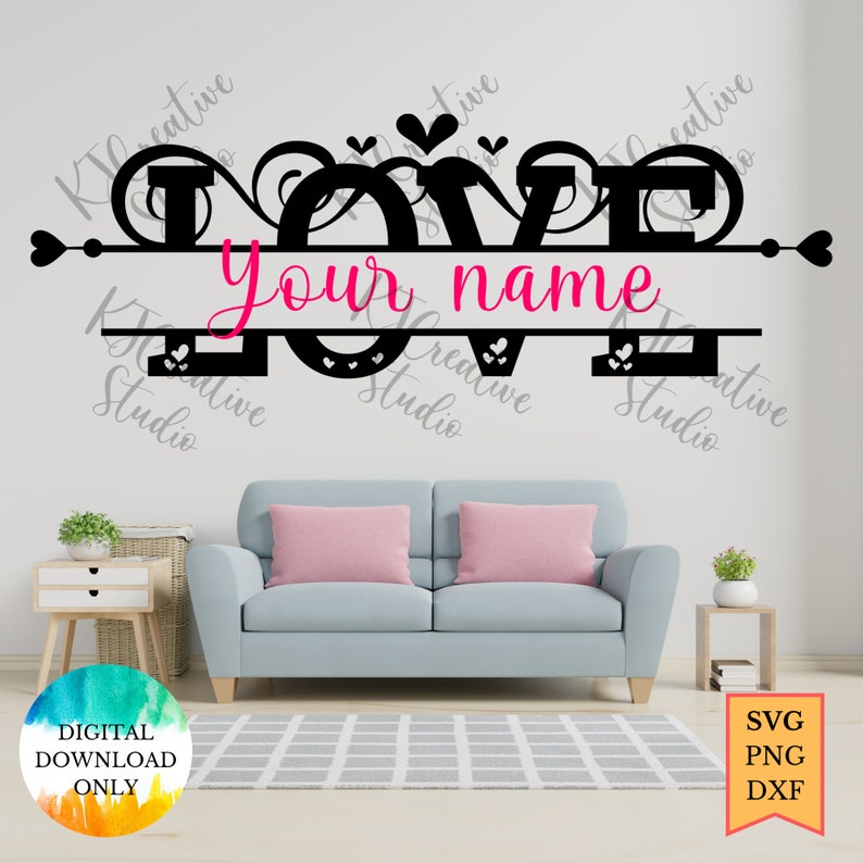 Love Split Monogram Frame Love Name Frame SVG Split Name - Etsy