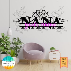 Nana Split Monogram Bundle Svg - Nana Split Monogram With Floral Svg ...