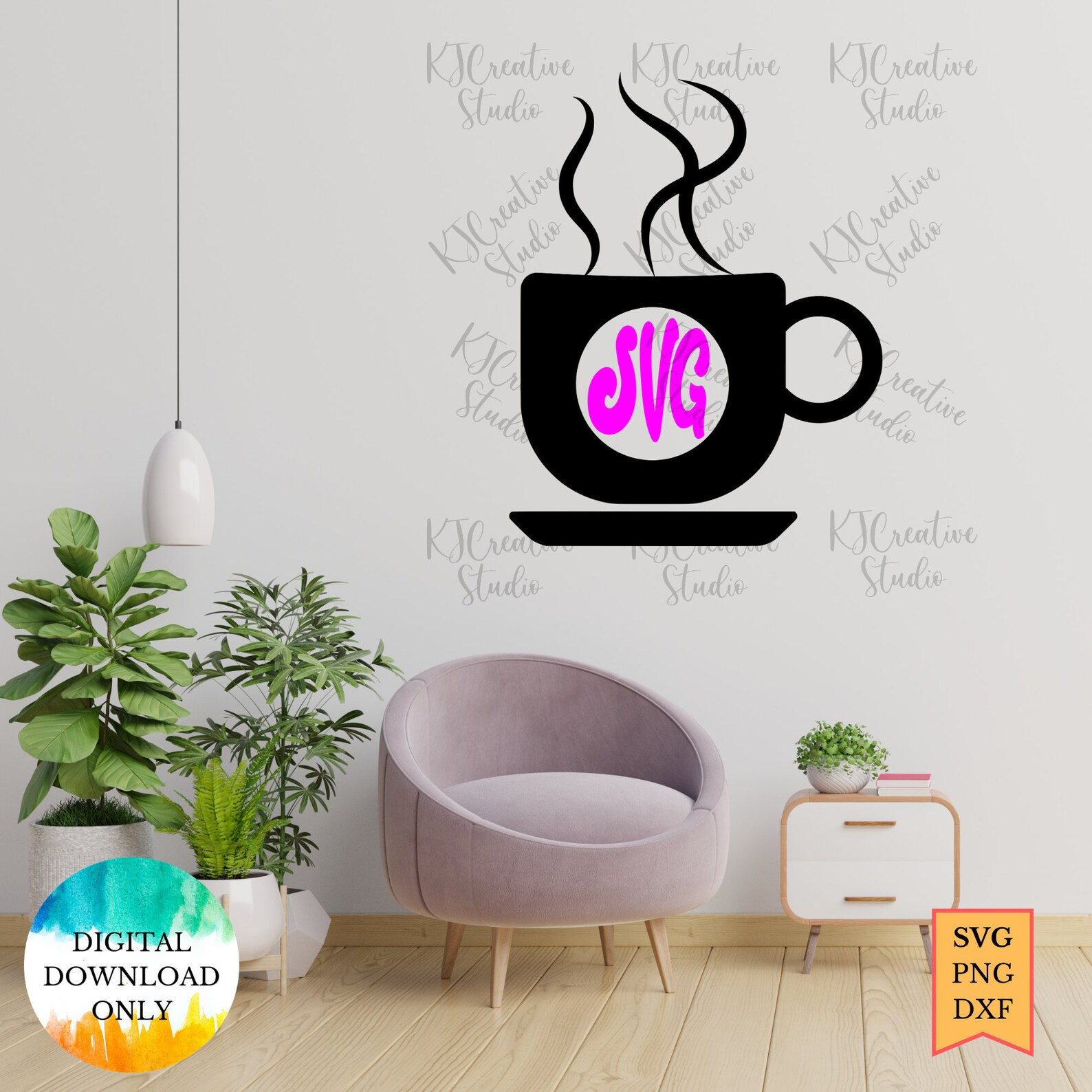 Coffee Cup Monogram Svg/png/dxf, Circle Monogram Mug Svg, Coffee ...