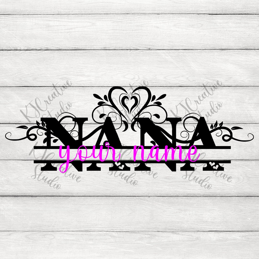 Nana Split Monogram With Floral Svg - Nana Svg - Nana Monogram Svg ...