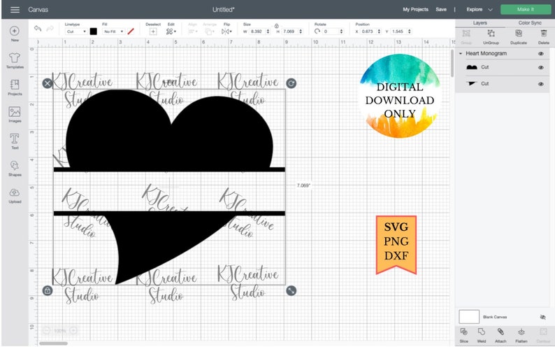 Heart Name Frame SVG File Love SVG Heart Split Monogram - Etsy