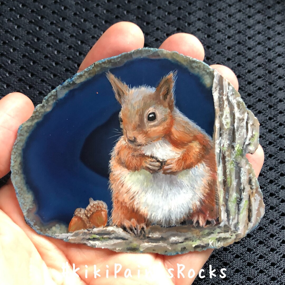 Cute Squirrel Painted Rock ~ Hand Painted Original Art ~ Acrylic ...