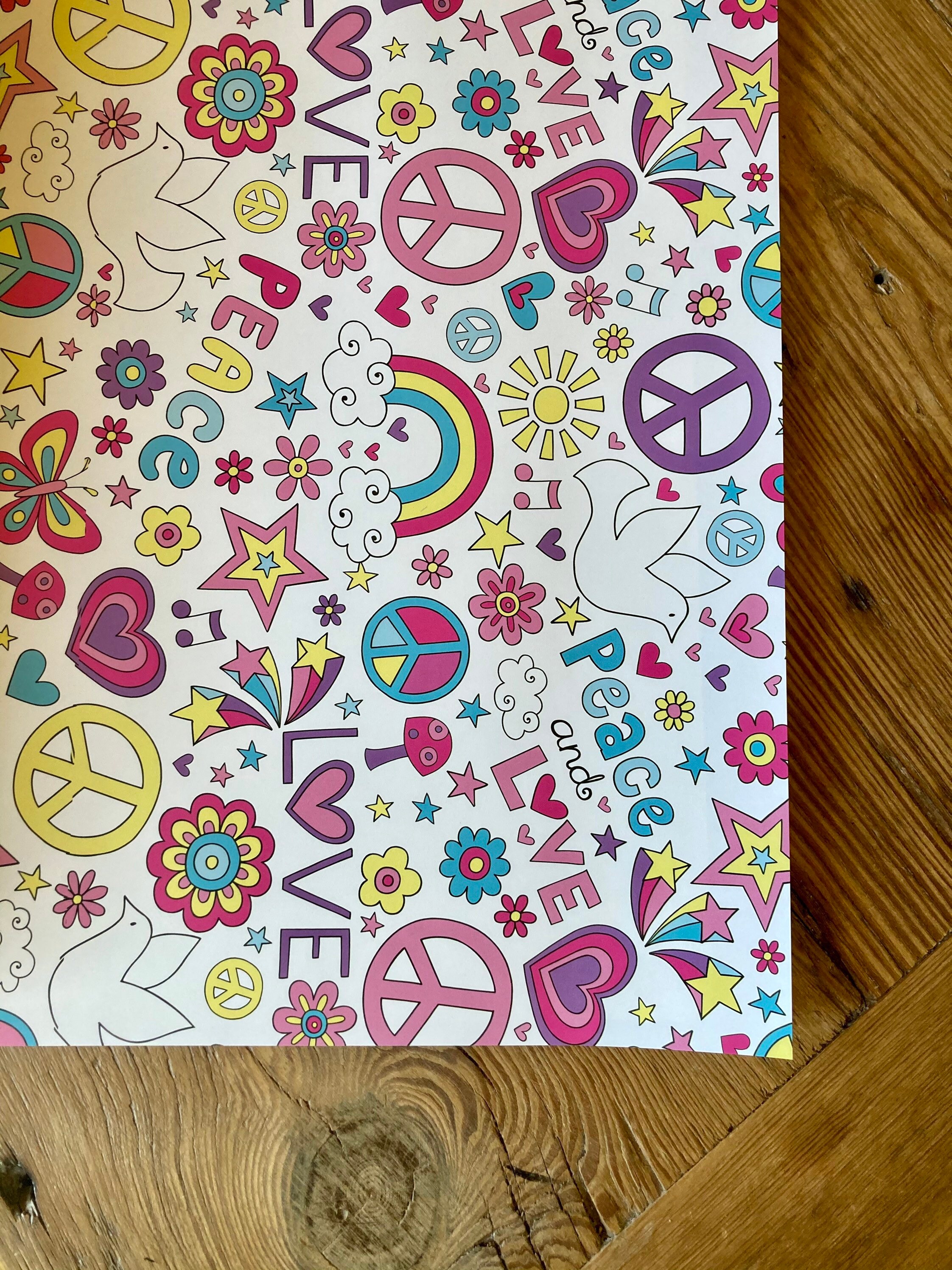 Peace and Love Themed Wrapping Paper Set of 10 Sheets - Etsy