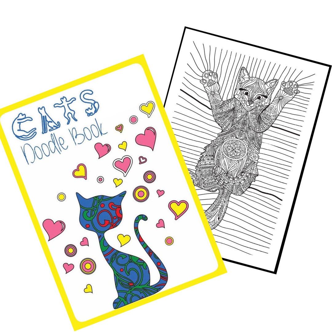 Katzen Doodle Buch mit Stiften - Etsy.de