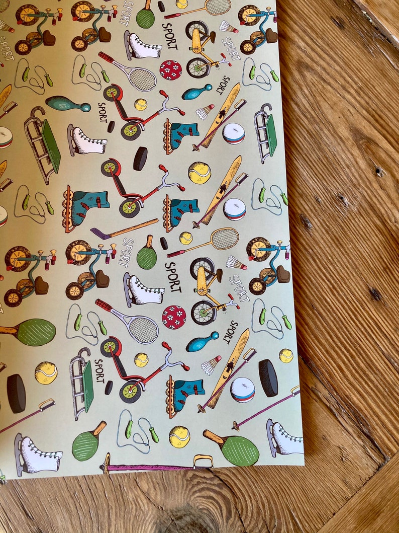 Get Sporty Themed Wrapping Paper - Set of 10 Sheets - Etsy