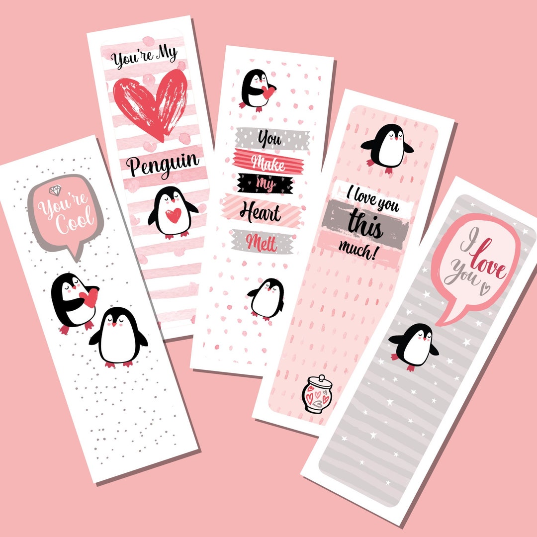 Set of 5 Penguin / Love Bookmarks - Etsy