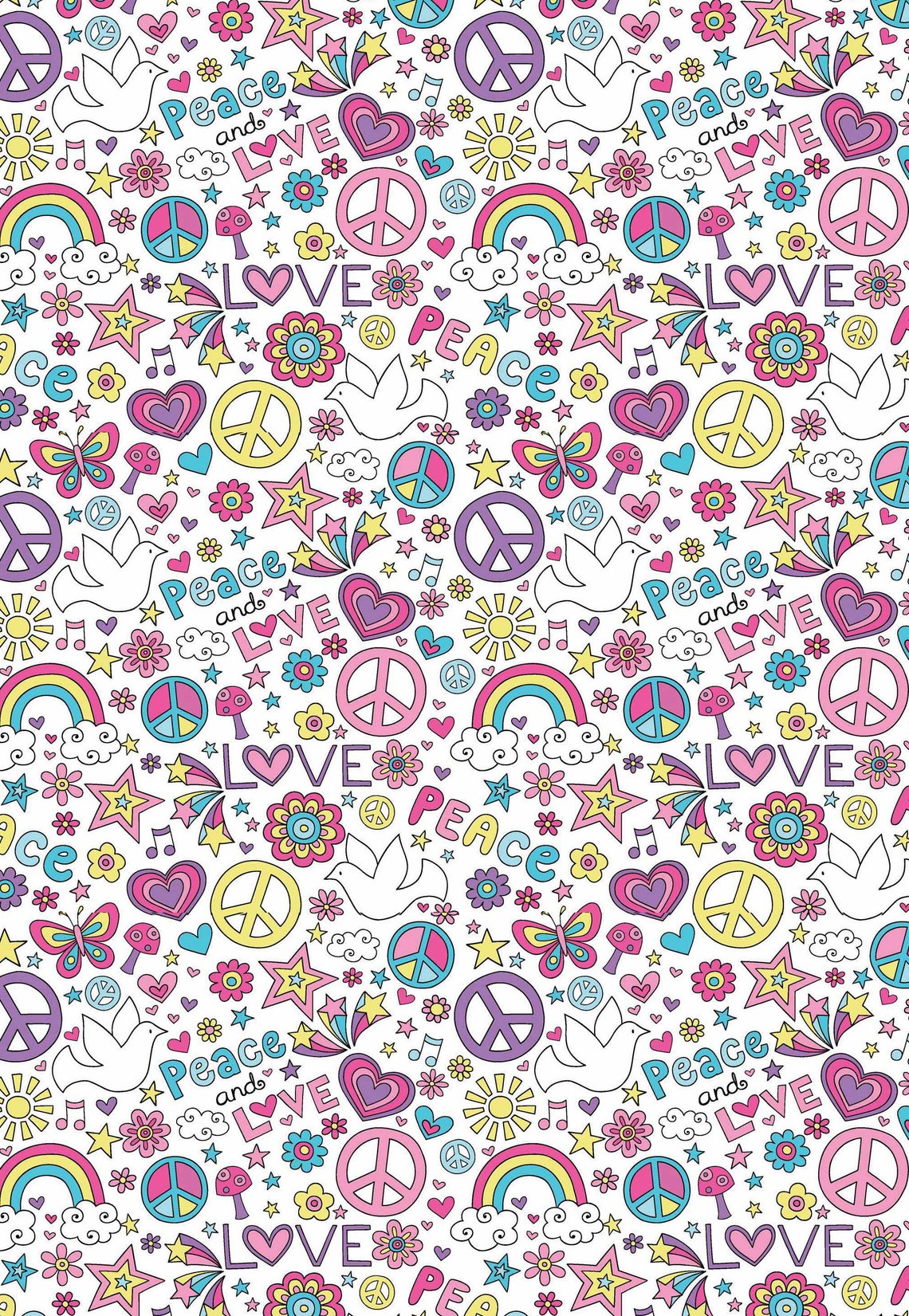 Peace and Love Themed Wrapping Paper Set of 10 Sheets - Etsy