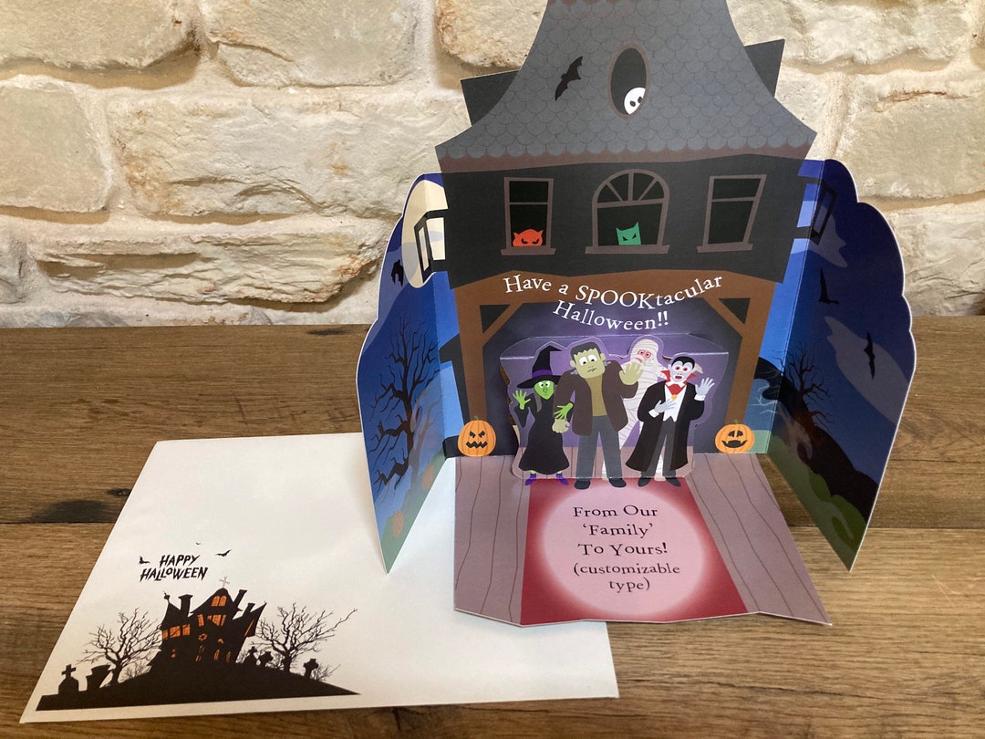 Haunted House Halloween Pop-up Card - Etsy