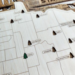 Minnesota State Park Travel Map | Handcrafted Wooden Engraved Wall Art ...