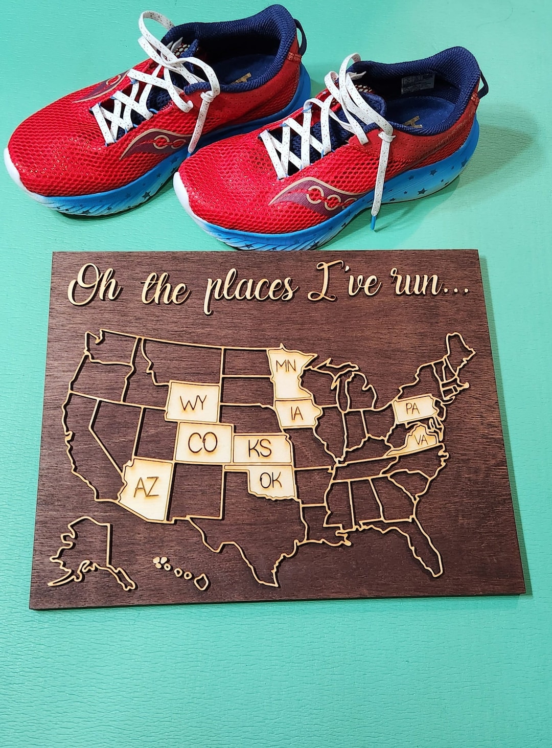 Oh the Places I've Run Travel Map USA | Runner Gift Running Map for ...