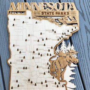 Minnesota State Park Travel Map | Handcrafted Wooden Engraved Wall Art ...