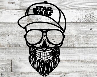 Bearded Skull Decal - Etsy