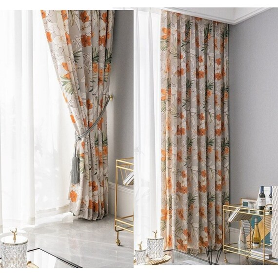 Modern Luxury Custom Made Blackout Curtains Flower World Floral Pattern Curtain Panels Grommet Window Treatment for Living Room Bedroom Etsy