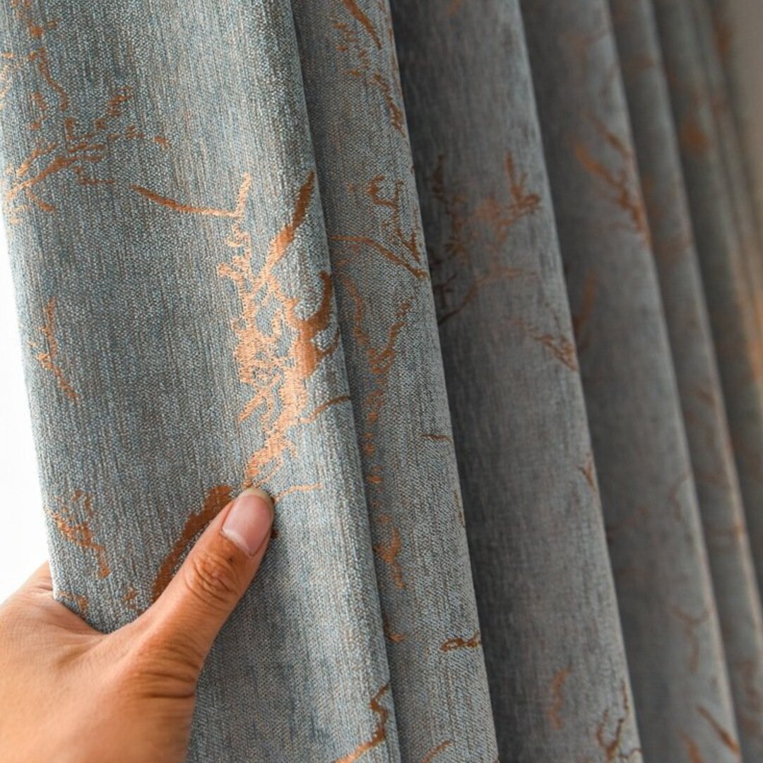 Custom Made Chenille Blackout Curtains, Jacquard Pattern Extra Long ...