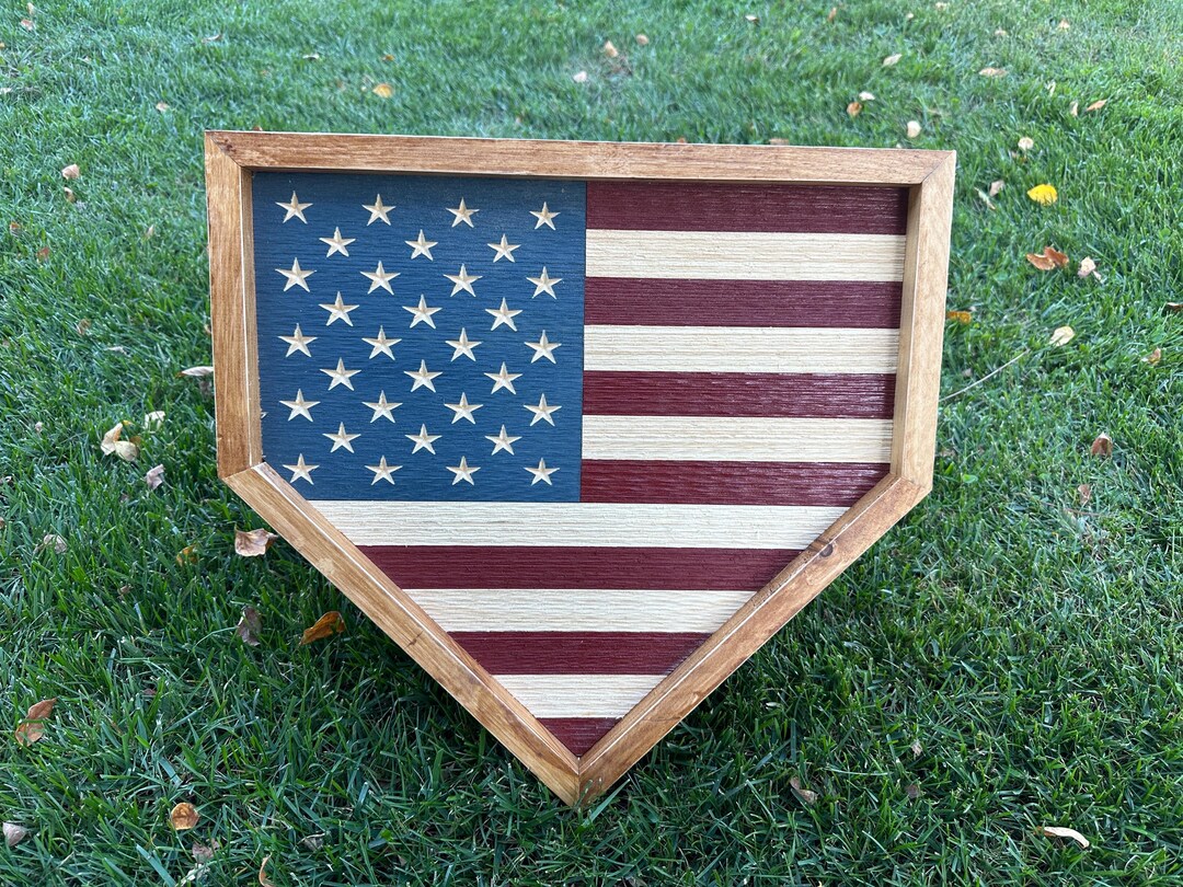 Home Plate Wooden American Flag Wall Hanging - Etsy