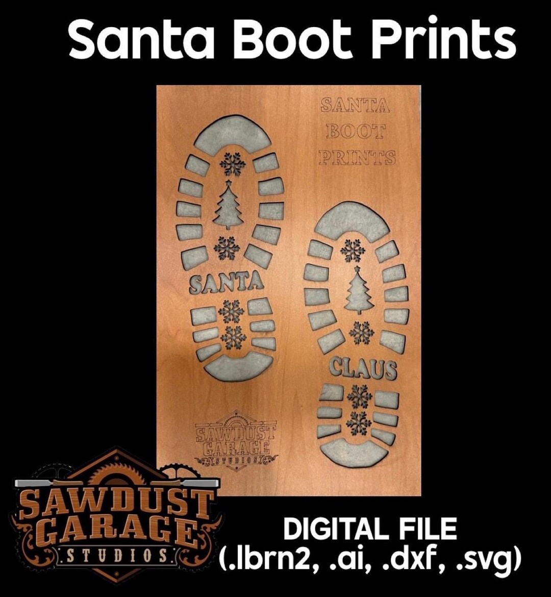 Santa Claus Boot Footprint Christmas Template Digital File for Laser ...
