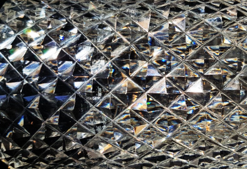 1980's,czech Bohemian Deep Diamond Cut/cubist Pattern Clear Crystal ...