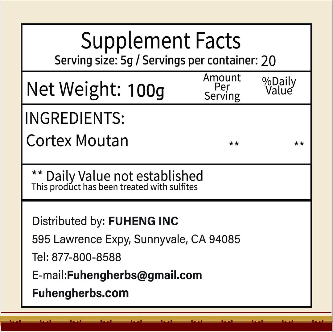 Mu Dan Pi - 牡丹皮 - Tree Peony Root Bark - FUHENG福恒 - Since 1905 - 100g ...