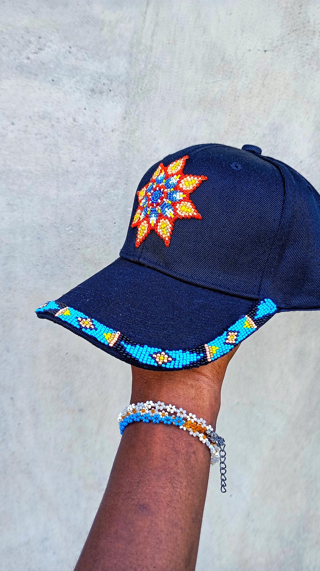 Beaded Handmade Baseball Cap, Cotton Fashion Hat, Trendy Statement Hat ...