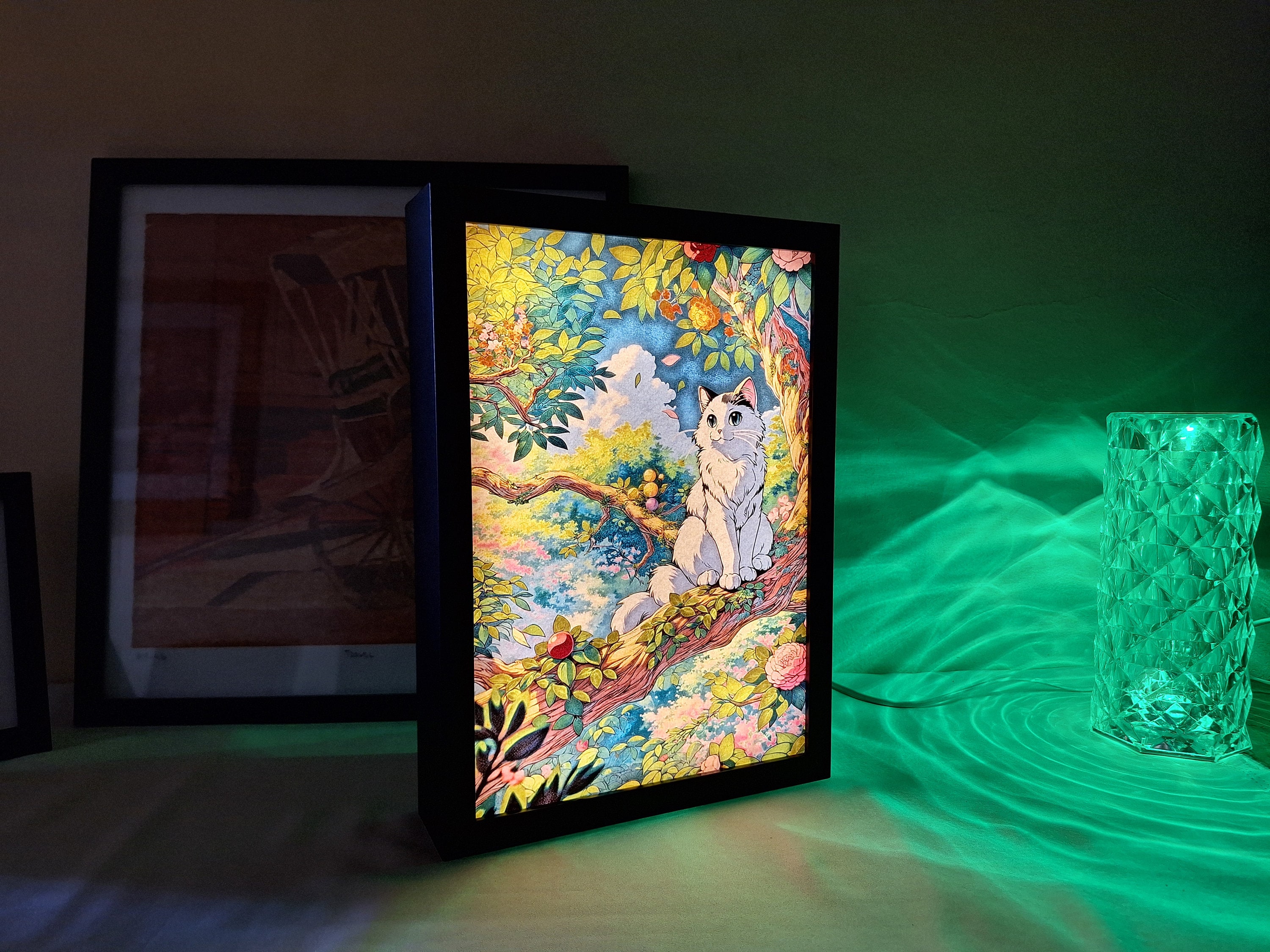 Elegant White Cat, Blossoming Tree, Light Painting, Lightbox, DIY ...