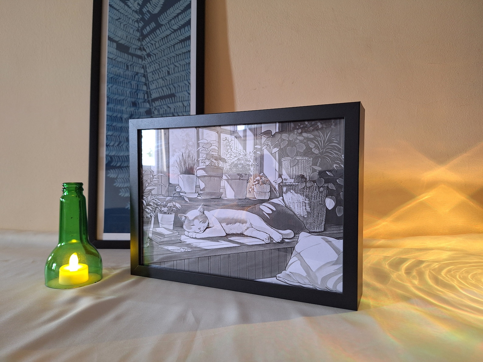 Cozy Sunlit Cat, Light Art Painting, Cat, Lightbox, DIY Lightbox ...